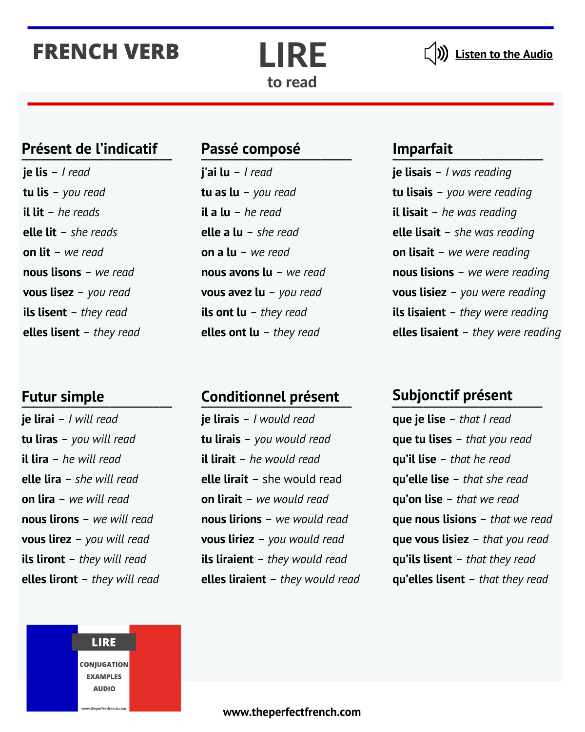 Lire Conjugation Of Lire To Read French Online Language Courses