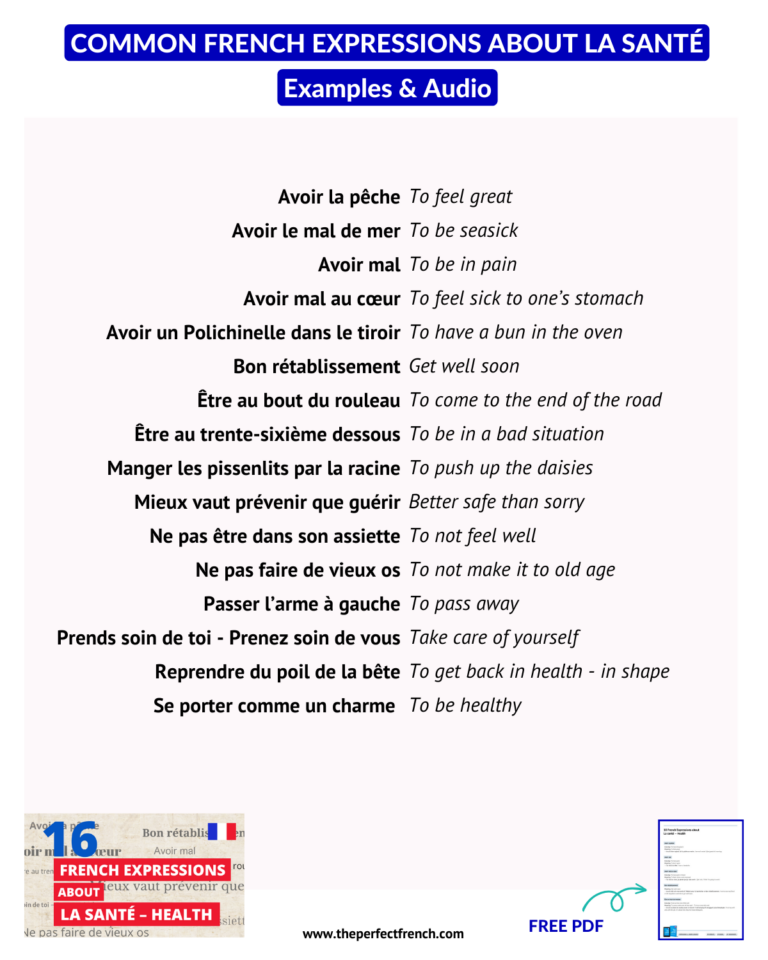 16 French Expressions about La santé - Health - French Online Language ...