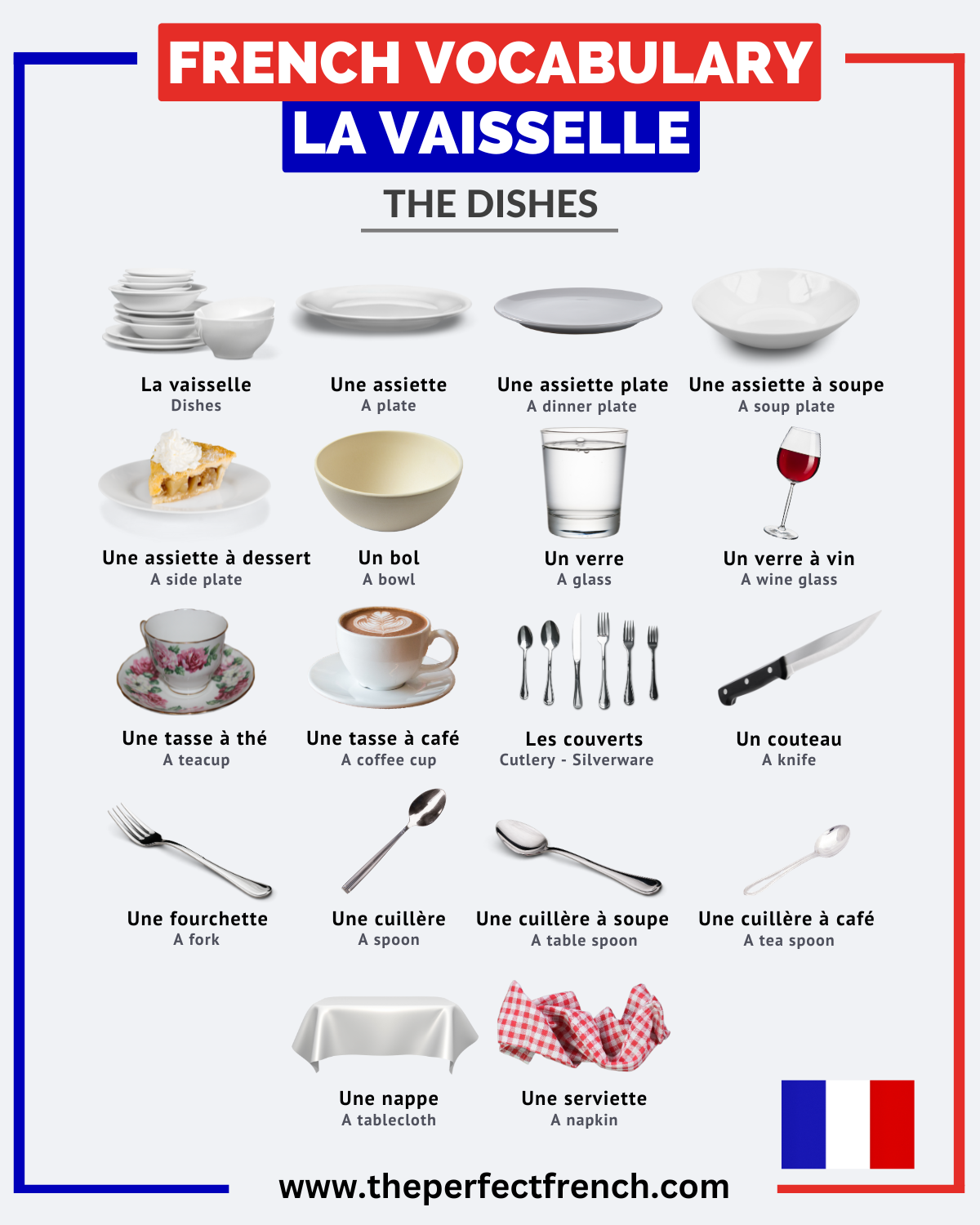 French Vocabulary: La vaisselle (The Dishes) - French Online Language ...