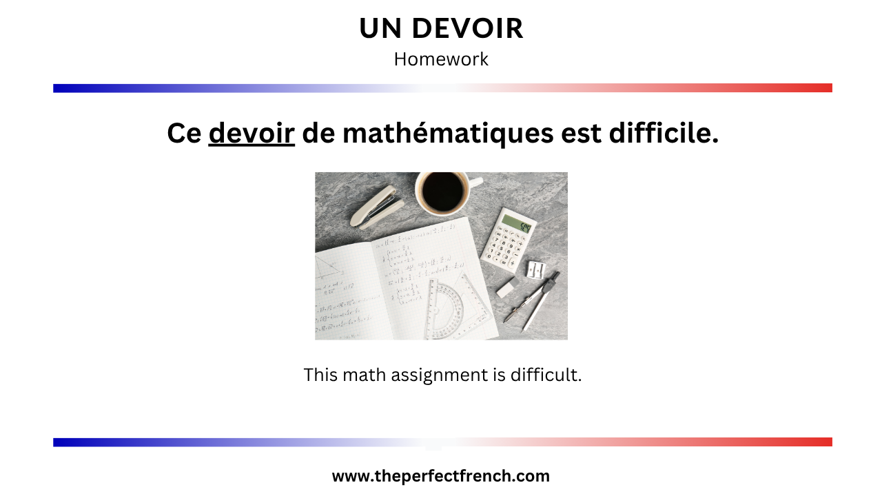 French Word of the Day - Un devoir (Homework) - French Online Language ...