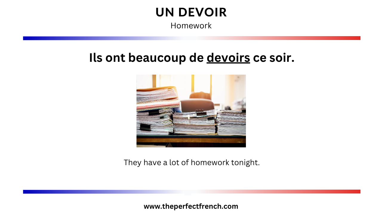 French Word of the Day - Un devoir (Homework) - French Online Language ...