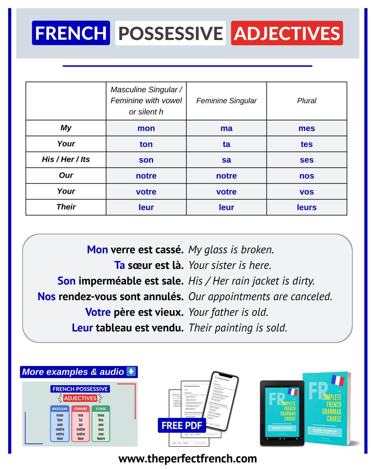 Learn French Possessive Adjectives - French Online Language Courses ...