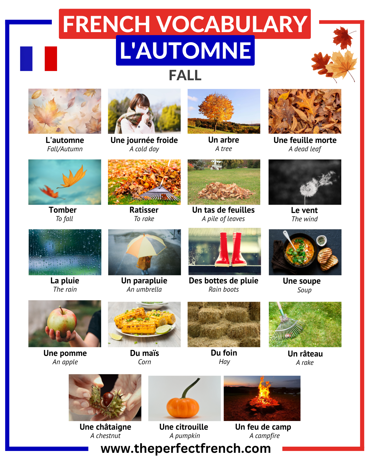 French Vocabulary: L'automne - Fall - French Online Language Courses ...
